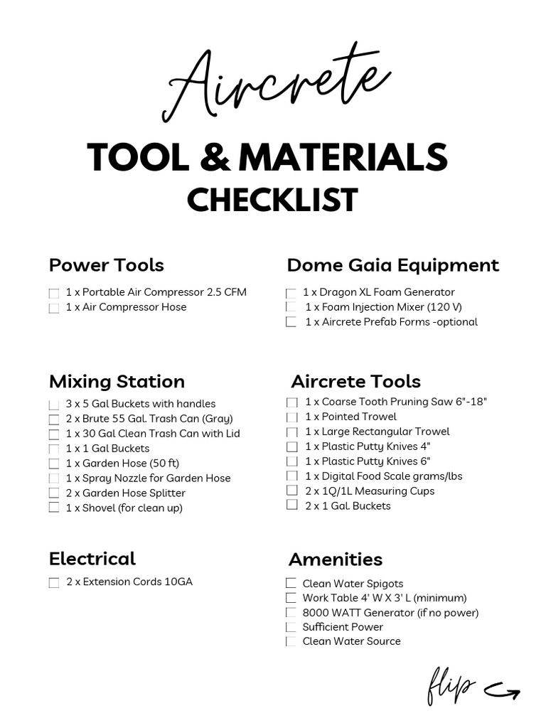 Tool & Materials Checklist | PDF | Secondary Sector Of The Economy ...