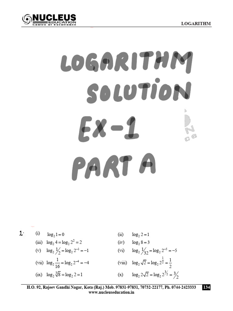 Logarithm Solutions and Examples | PDF | Combinatorics | Numbers