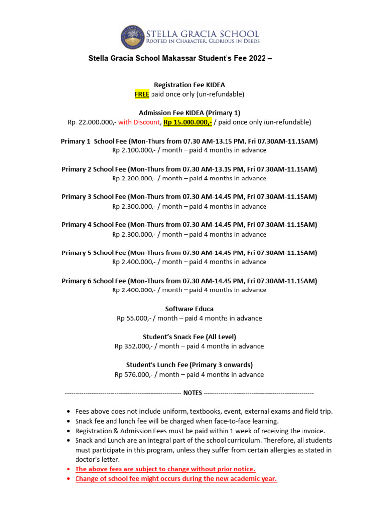 Kidea p1 March 2023 Adm. Fee | PDF