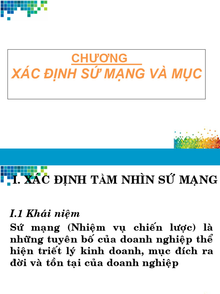 Qtcl- Chuong 4 Nhiem Vu Va Muc Tieu Doanh Nghiep | PDF