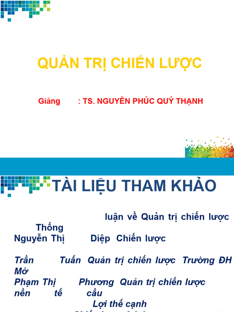 QTCL - Chuong 1 Tong Quan Ve Quan Tri Chien Luoc | PDF
