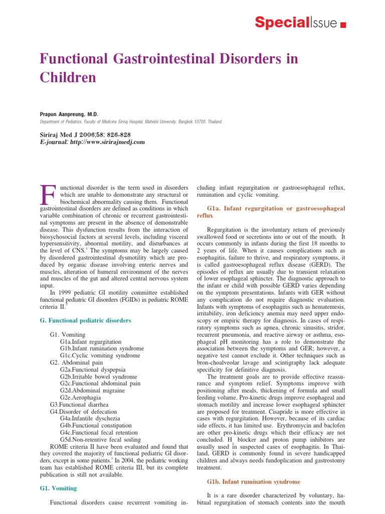 Functional Gastrointestinal Disorders in Children | PDF | Constipation ...