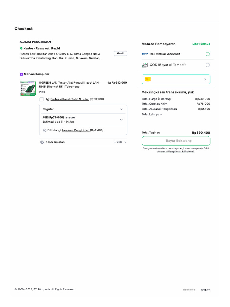 Checkout Tokopedia Tester | PDF