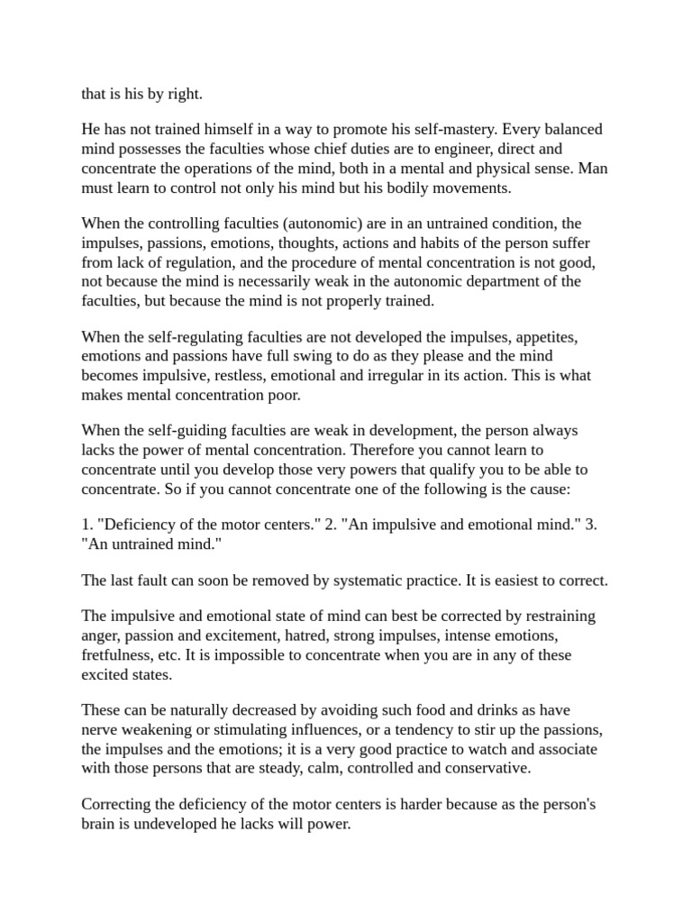 The Power of Concentration Part6 | PDF | Mind | Emotions