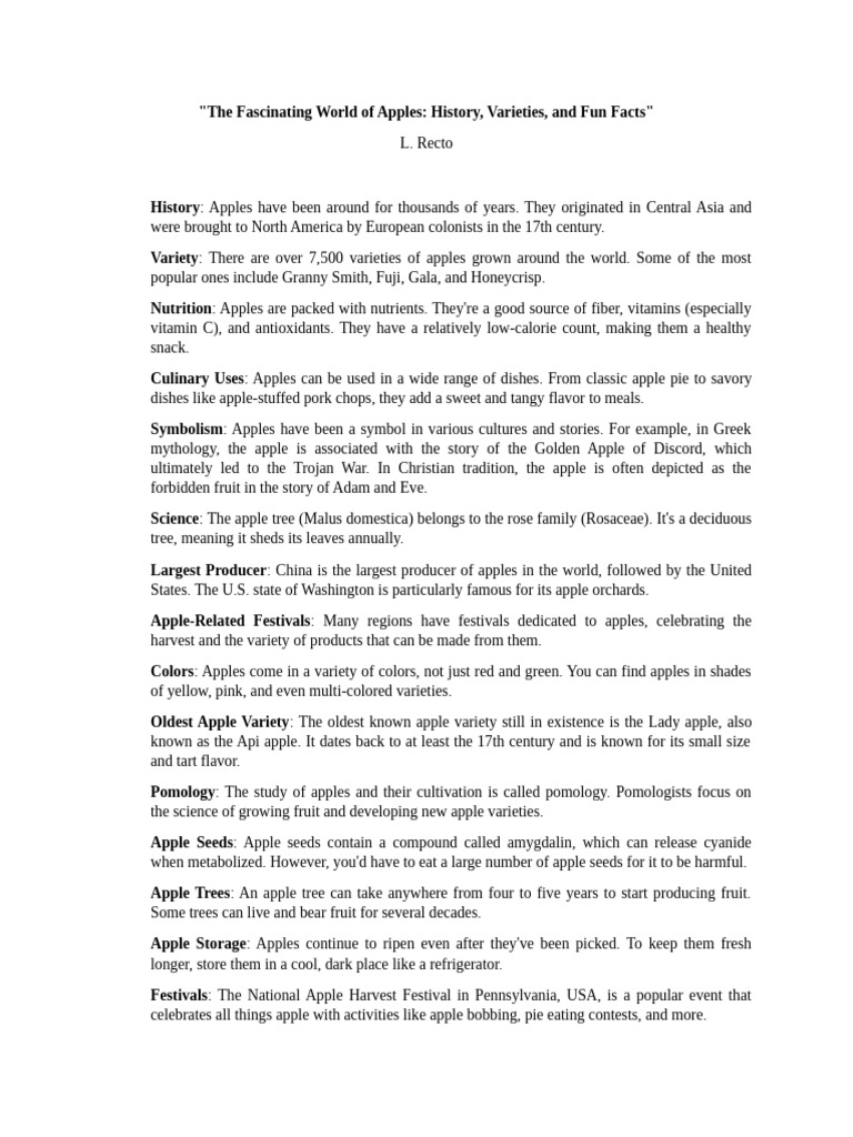 The Fascinating World of Apples | PDF | Apple