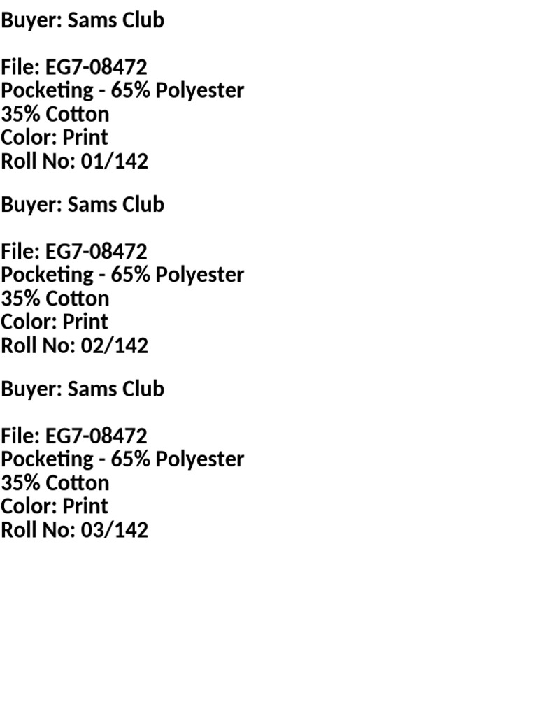Pocketing Formet | PDF | Textiles | Cotton