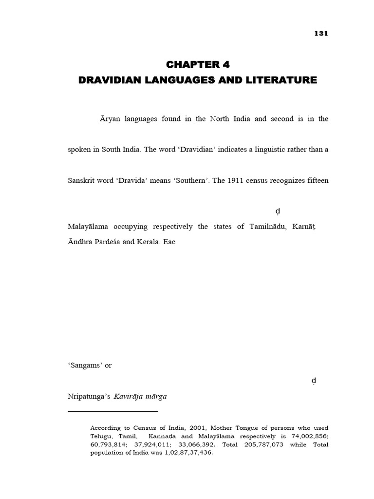 DRAVIDIAN Languages and LITERATURE | PDF | Tamil Language | Sanskrit