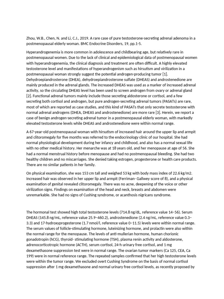 Testeron Adenoma | PDF | Adrenal Gland | Menopause