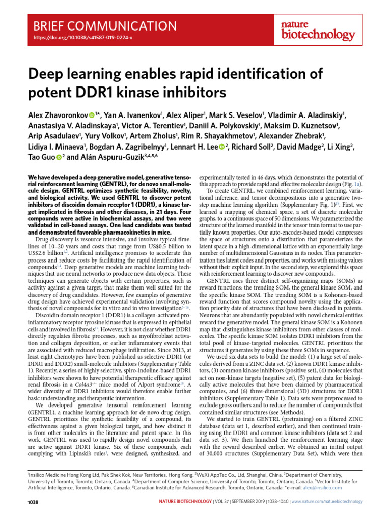 AI-Driven DDR1 Inhibitor Discovery | PDF | Docking (Molecular) | Ic50