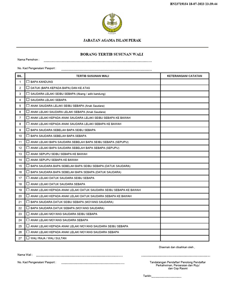 Susunan Wali | PDF