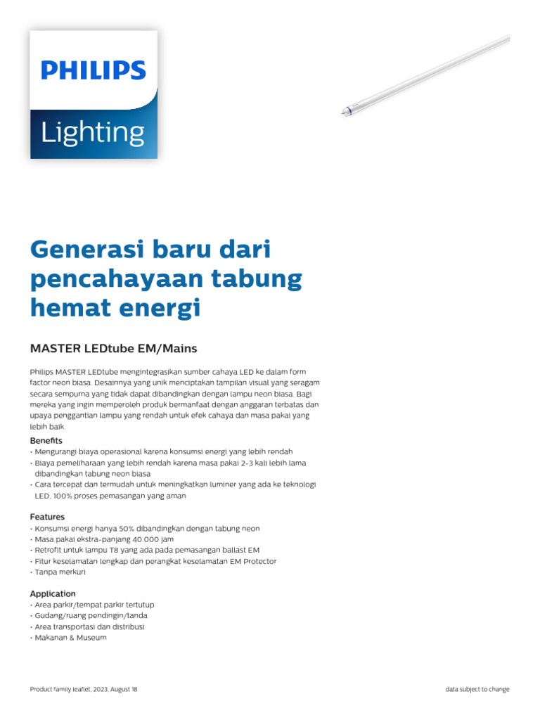 Philips - LED TL Lumens & Dimension Comf2167-Pss-Id - Id | PDF