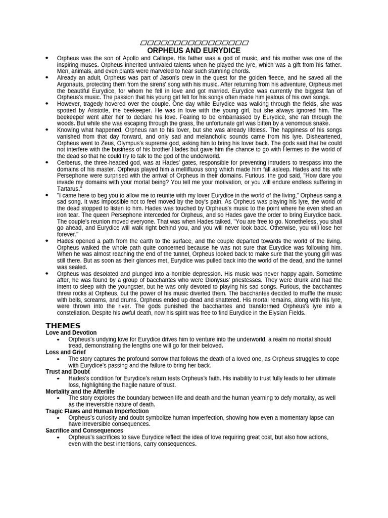 Final 01 Orpheus and Eurydice | PDF | Orpheus | Hades