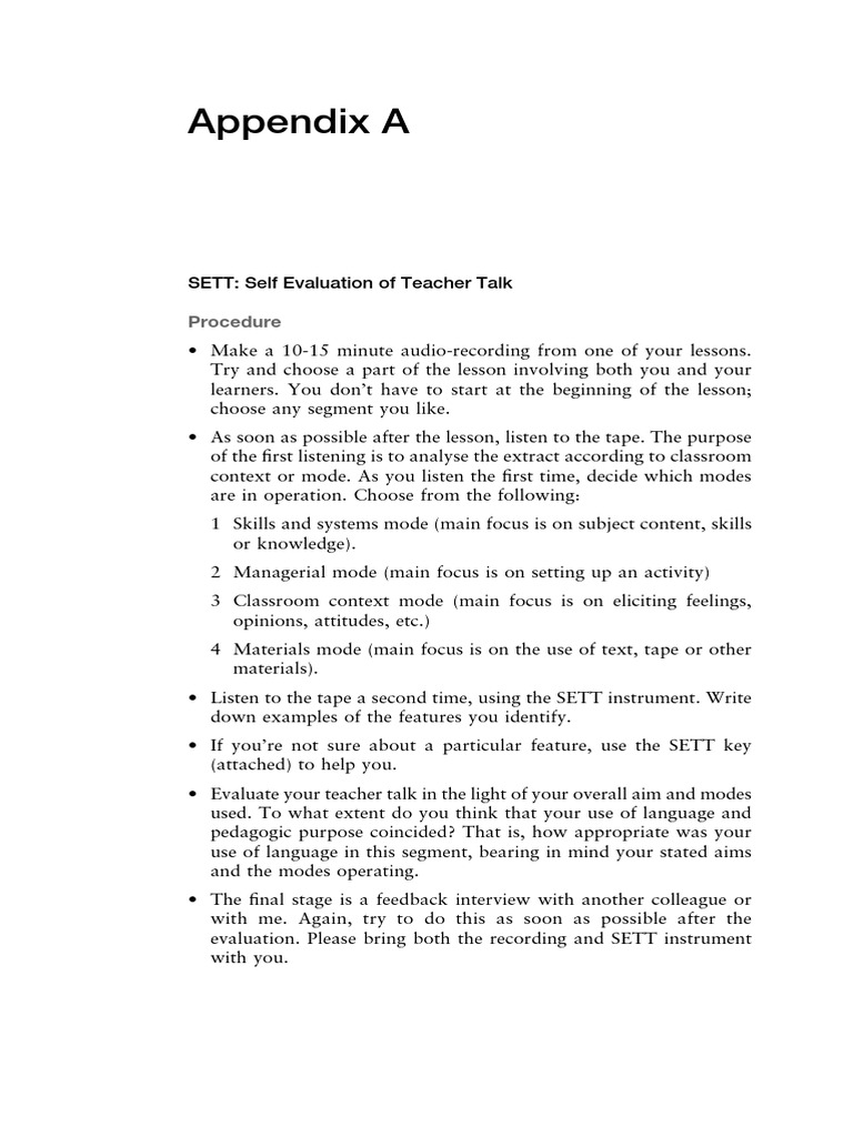 Exploring Classroom Discourse Language in Action - (Appendix A) | PDF | Teachers | Behavior ...