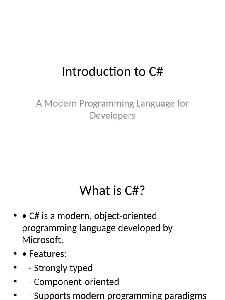 CSharp Presentation | PDF
