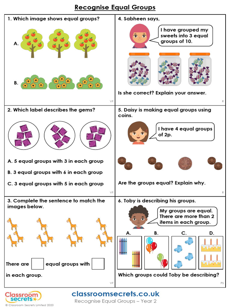 Year 2 Recognise Equal Groups MA | PDF