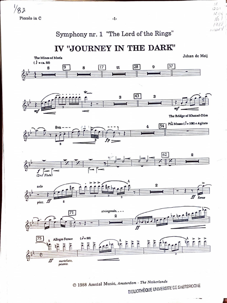 De MEIJ - Symphony 1 (Lord of The Rings) MVT IV (Parts) | PDF