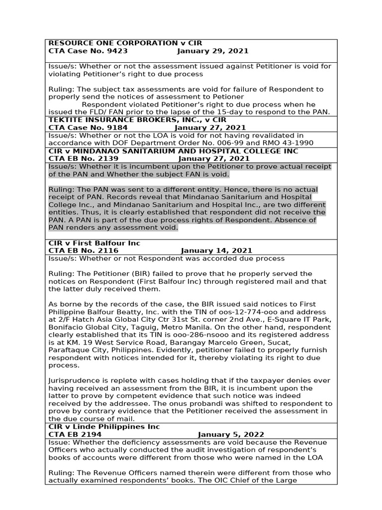 CTA CASES | PDF | Government Finances | Taxes