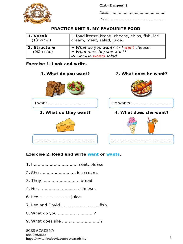 3.2 PRACTICE U3 MY FAVOURITE FOOD | PDF