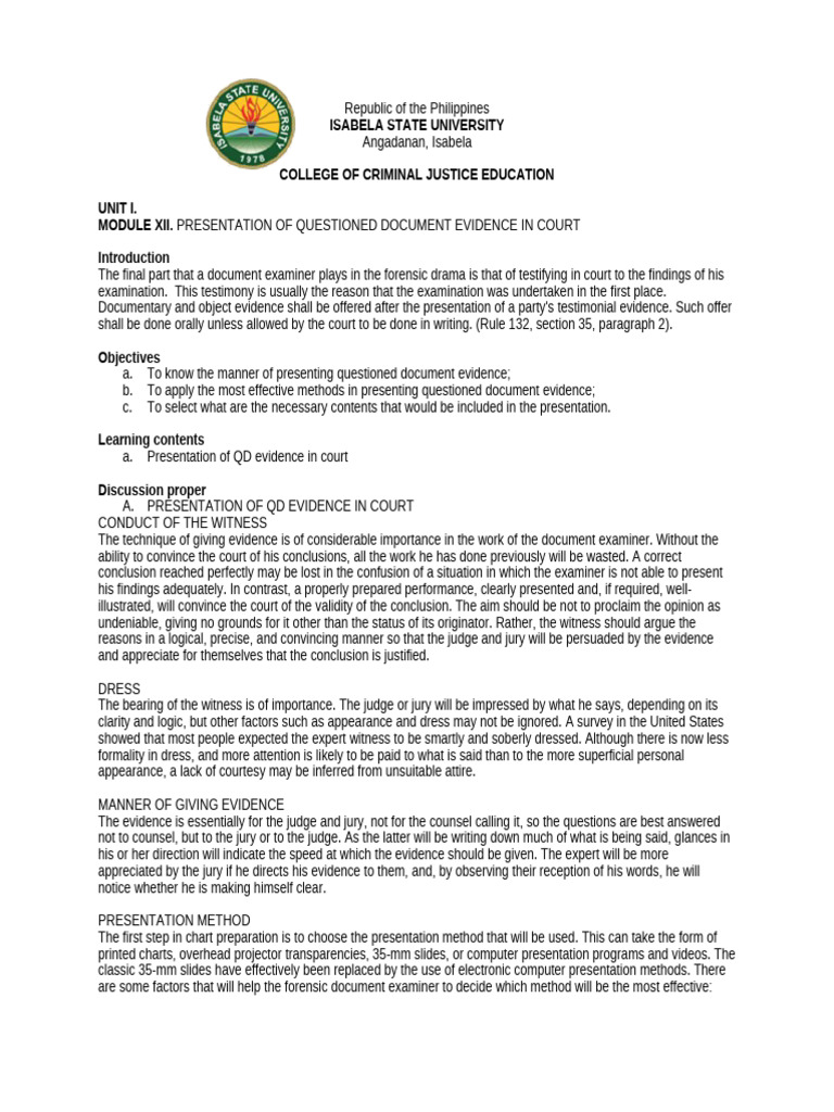 QD-MODULE-12 | PDF | Witness | Evidence