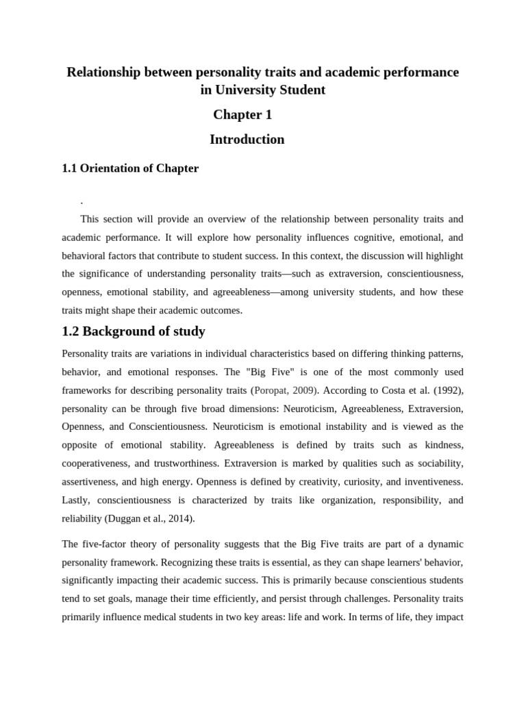 Relationship Between Personality Traits and Academic Performance in University Student | PDF ...