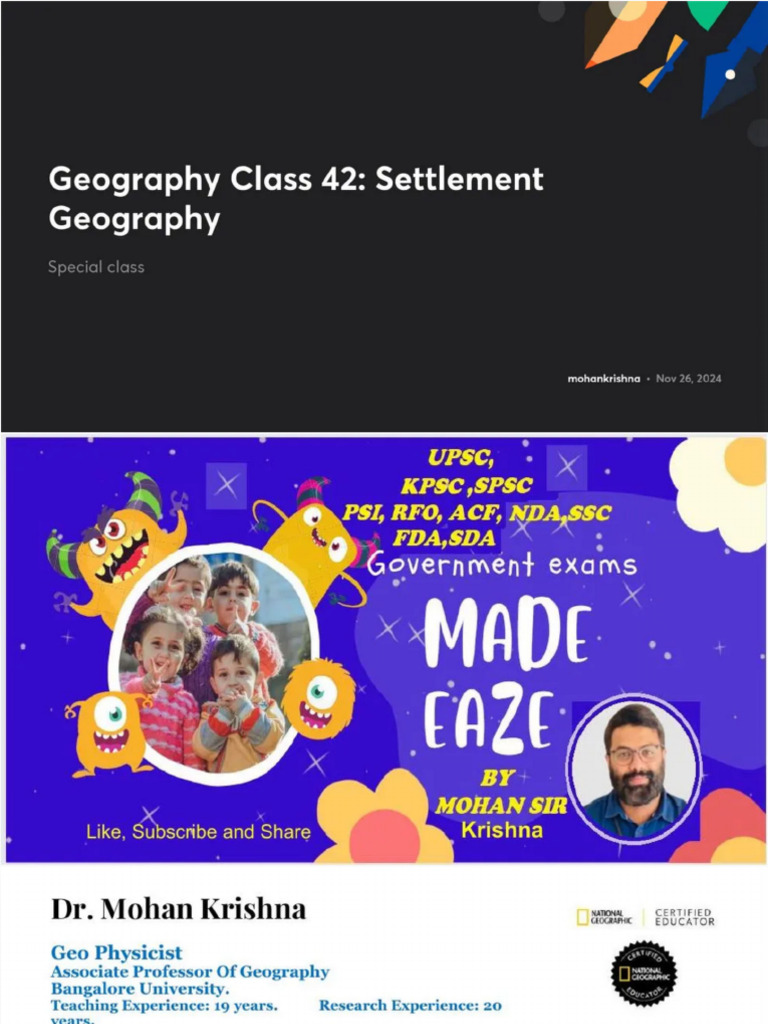 Geography Class 42 Settlement Geography With Anno | PDF
