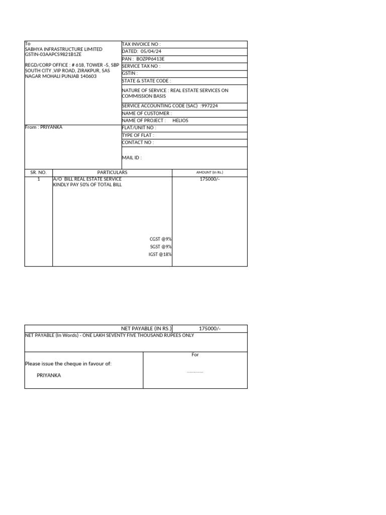 BILL FORMAT SUKSHA | PDF