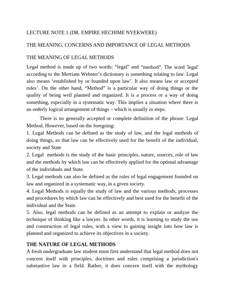 Understanding Legal Methods in Law | PDF | Reason | Concept