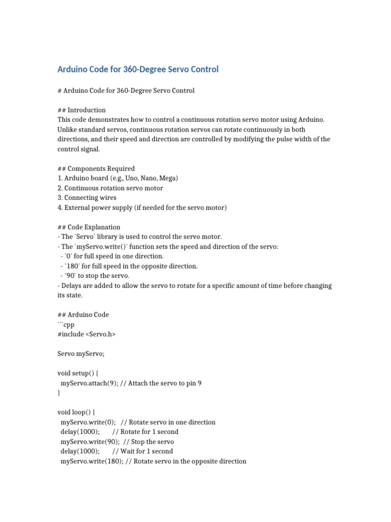 Servo 360 Degree Control Revised | PDF