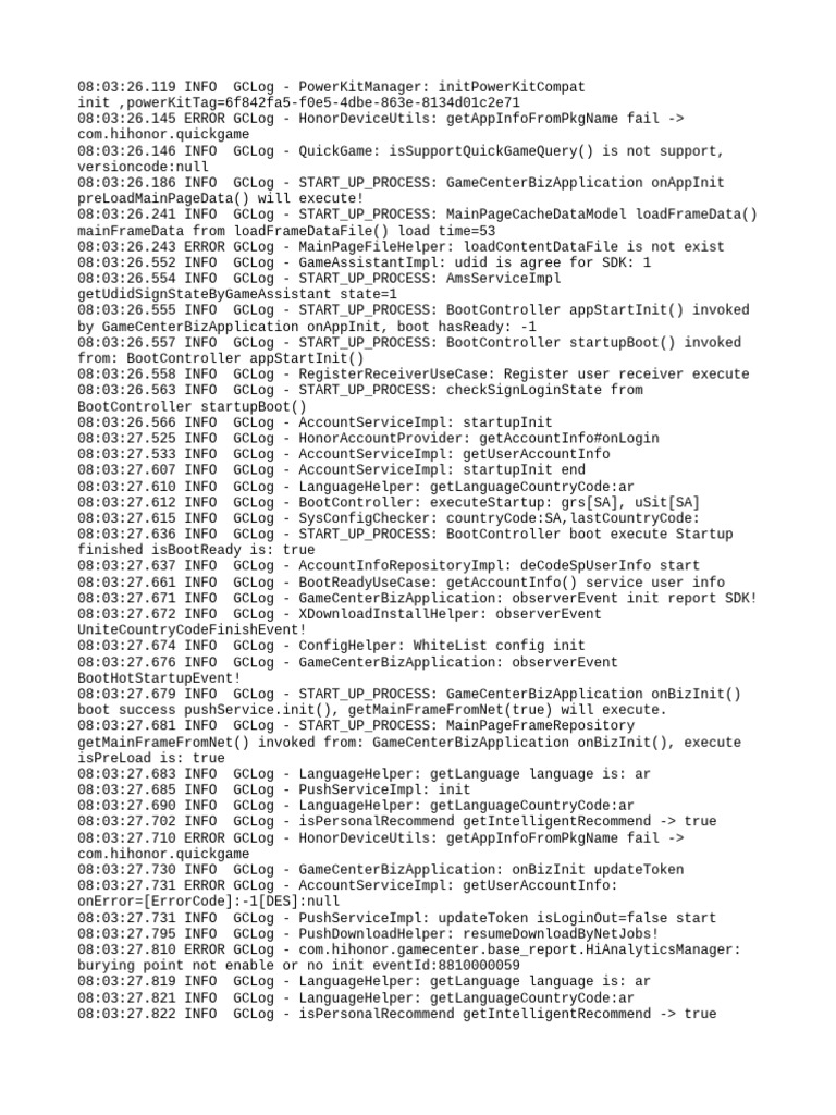 Game Center Initialization Log Analysis | PDF | Software Engineering | Computer Architecture