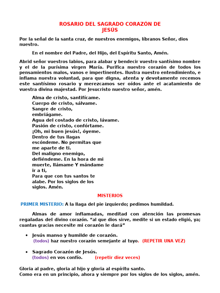 Rosario Del Sagrado Corazon de Jesus | PDF | María, madre de Jesús | Pecado