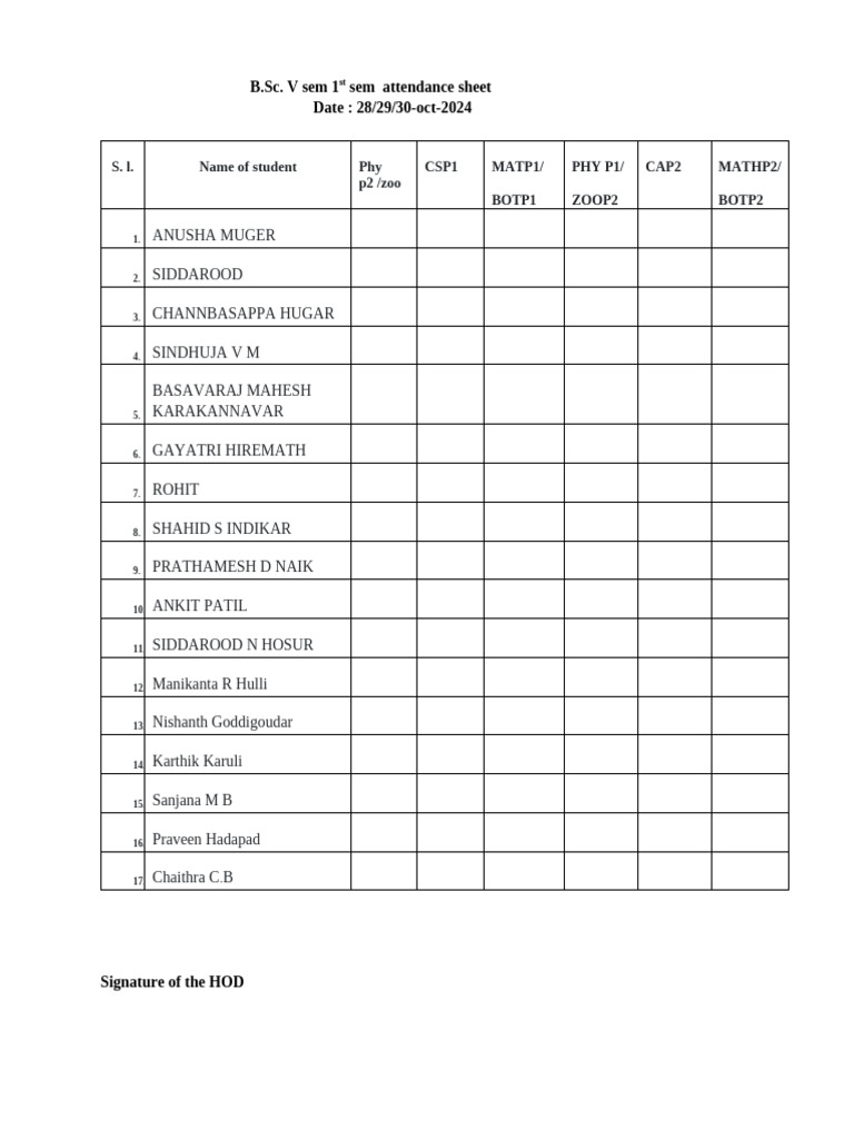 5th Sem 3RD Is Attendance Sheet | PDF
