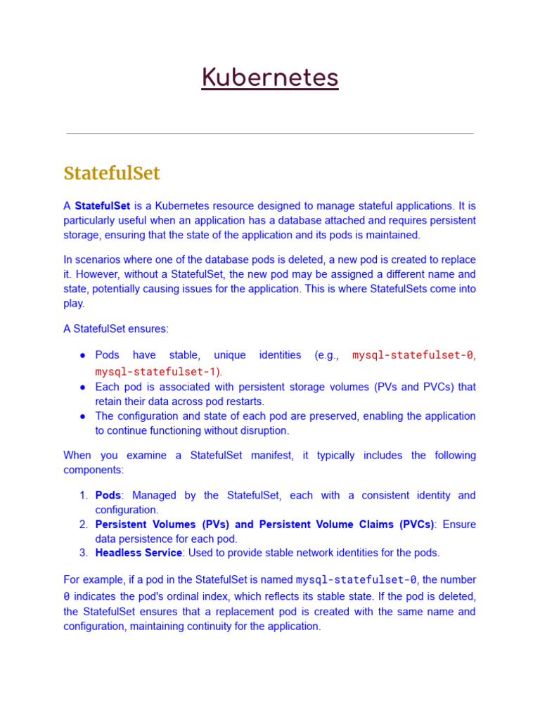 K8s Statefulset Configmap Secret Pdf Computing Information 7842