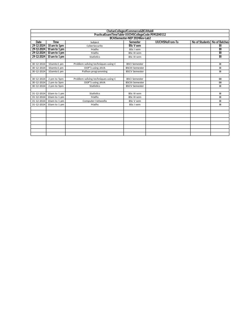 P Time table | PDF
