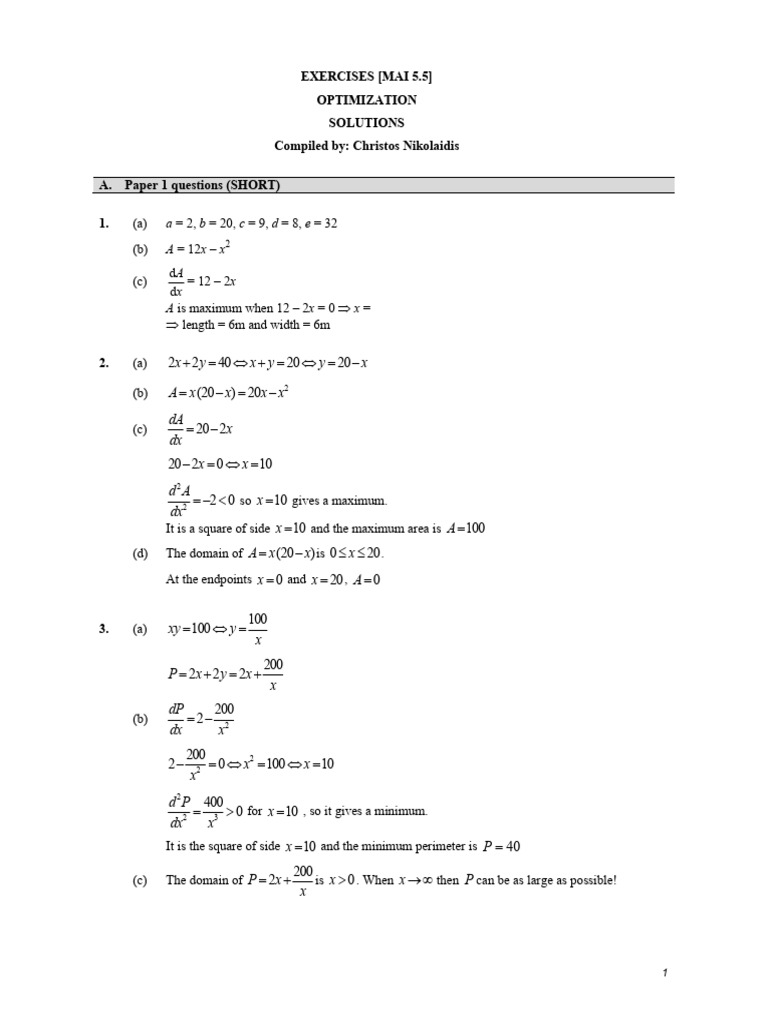 (MAI 5.5 OPTIMIZATION - Solutions | PDF | Graph Theory | Mathematical Relations