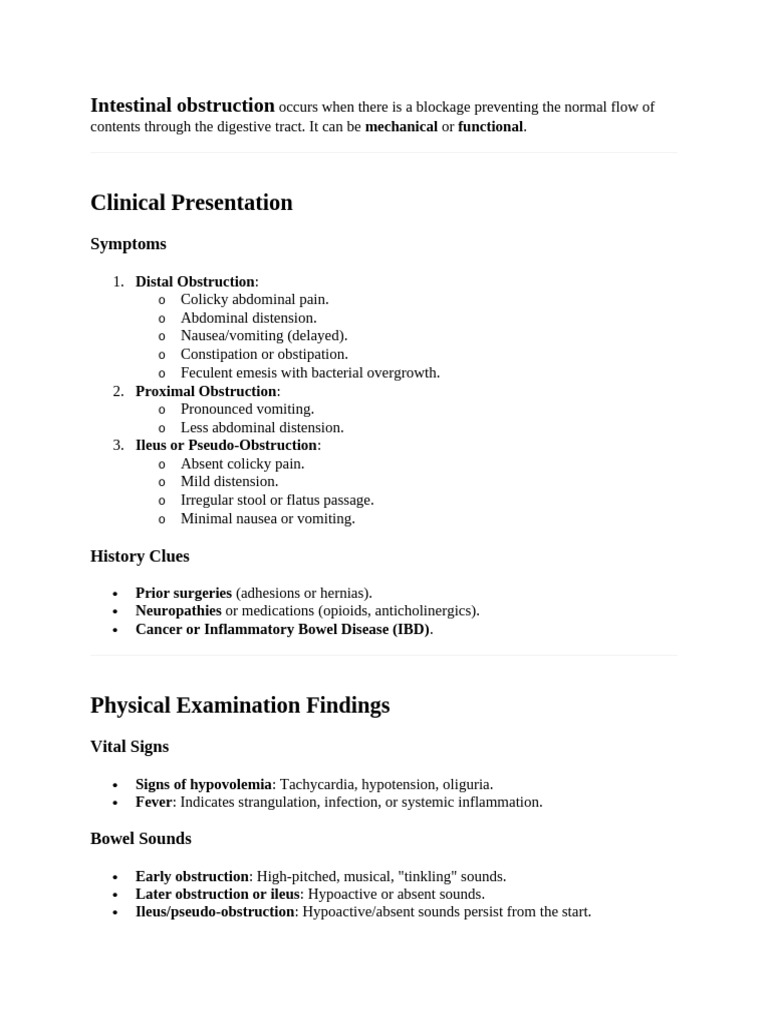 Intestinal obstruction occurs when there is a blockage preventing the ...
