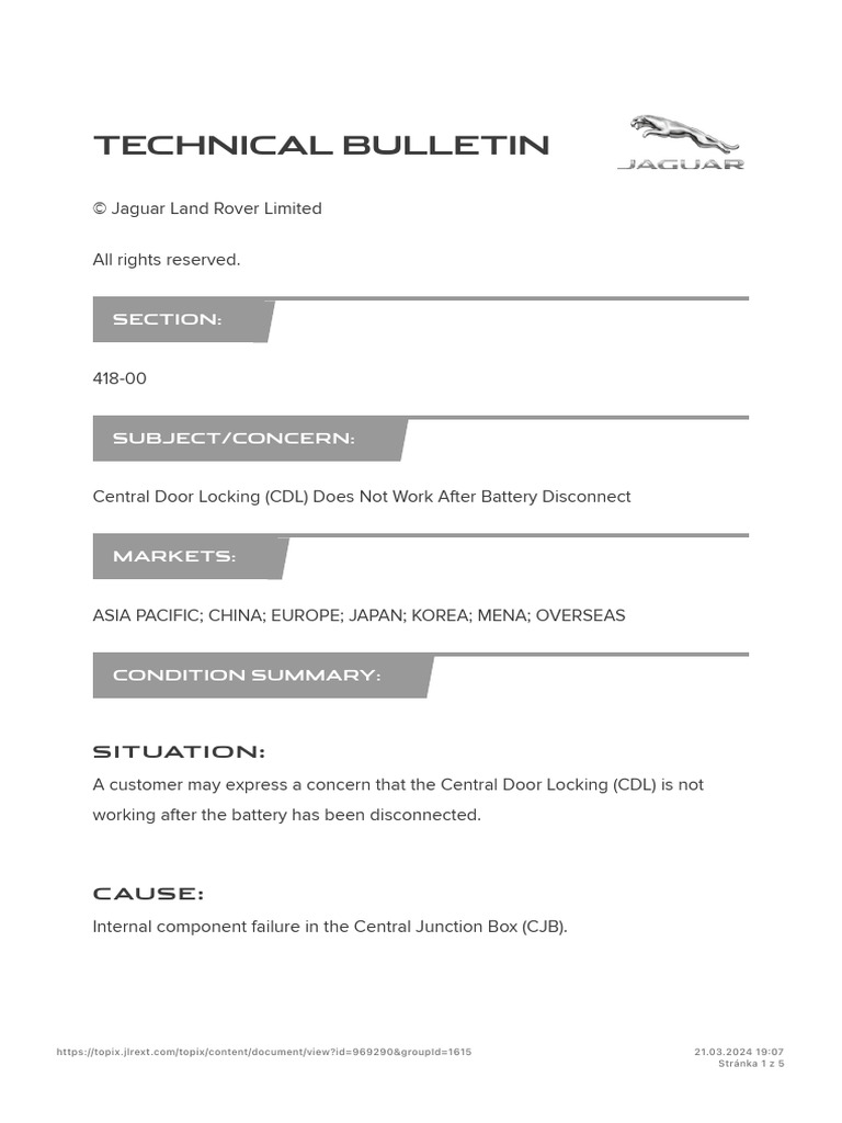 Central Locking Issue After Battery Disconnect | PDF | Computing