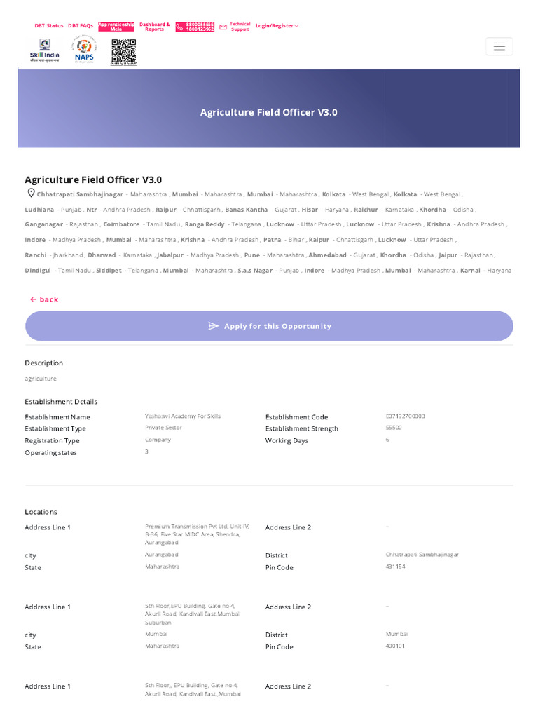 Agriculture Field Officer Opportunities | PDF