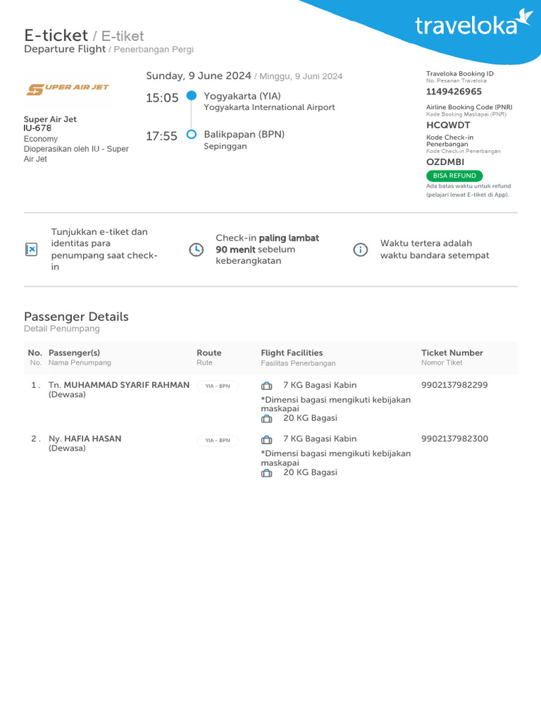 Muhammad Syarif Rahman Yia Ozdmbi Bpn Flight_originating | PDF