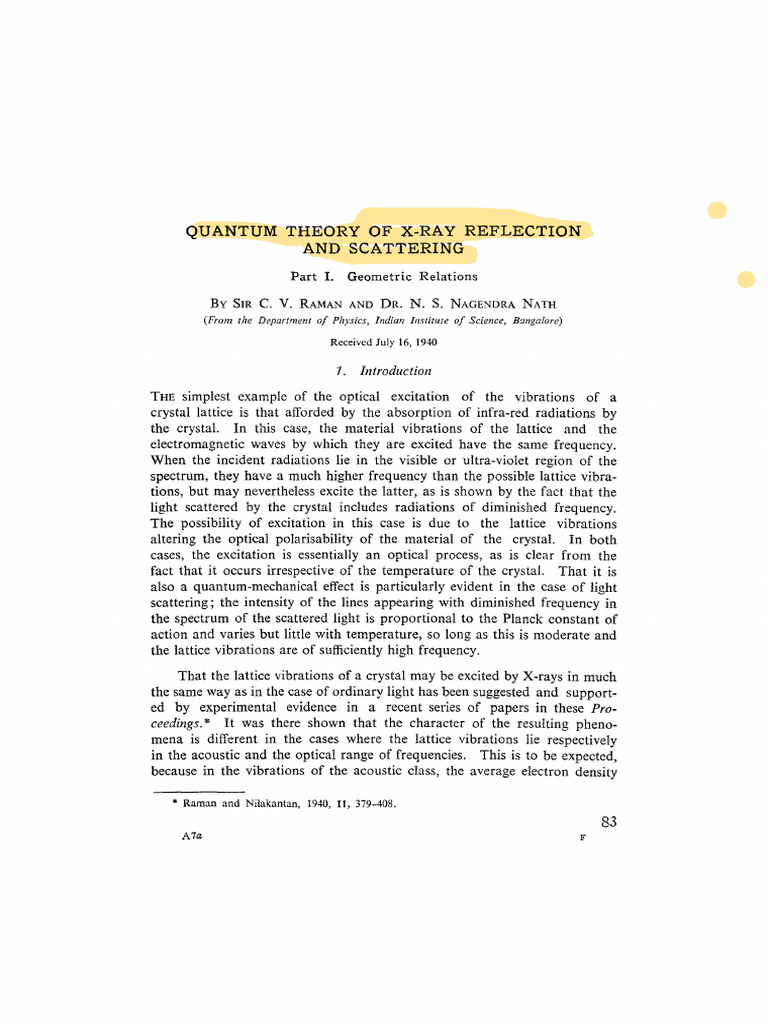 Quantum Theory of X Ray Reflrction and Scattering | PDF | Electromagnetic Radiation | Wavelength