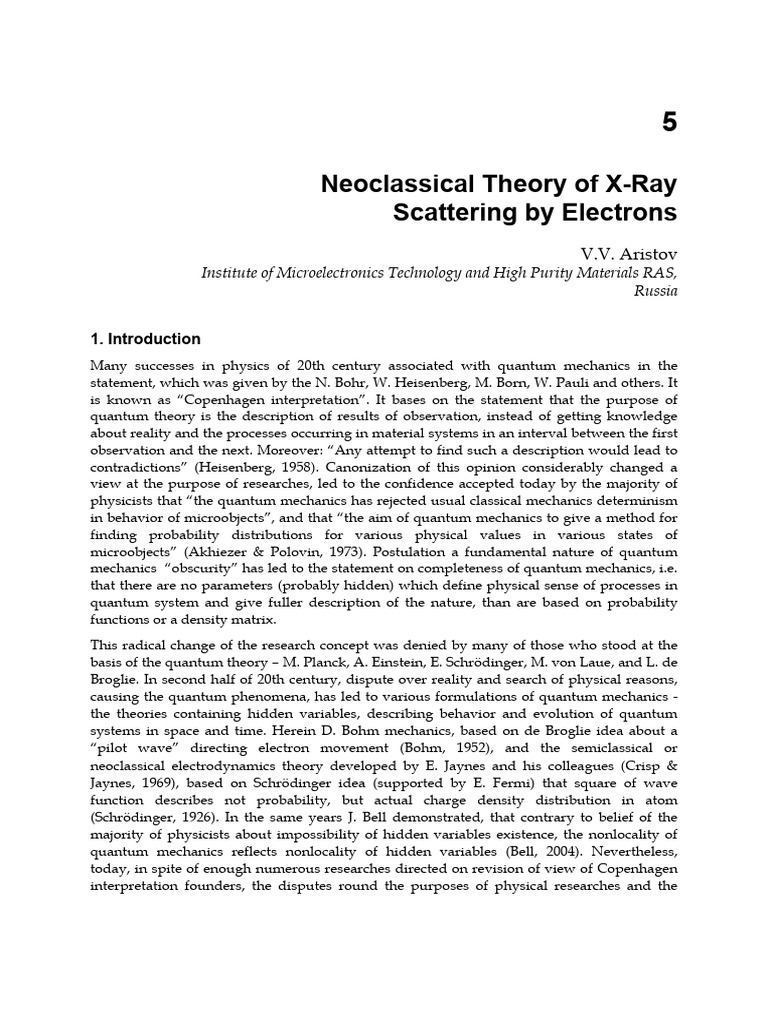 InTech-Neoclassical Theory of X Ray Scattering by Electrons | PDF ...