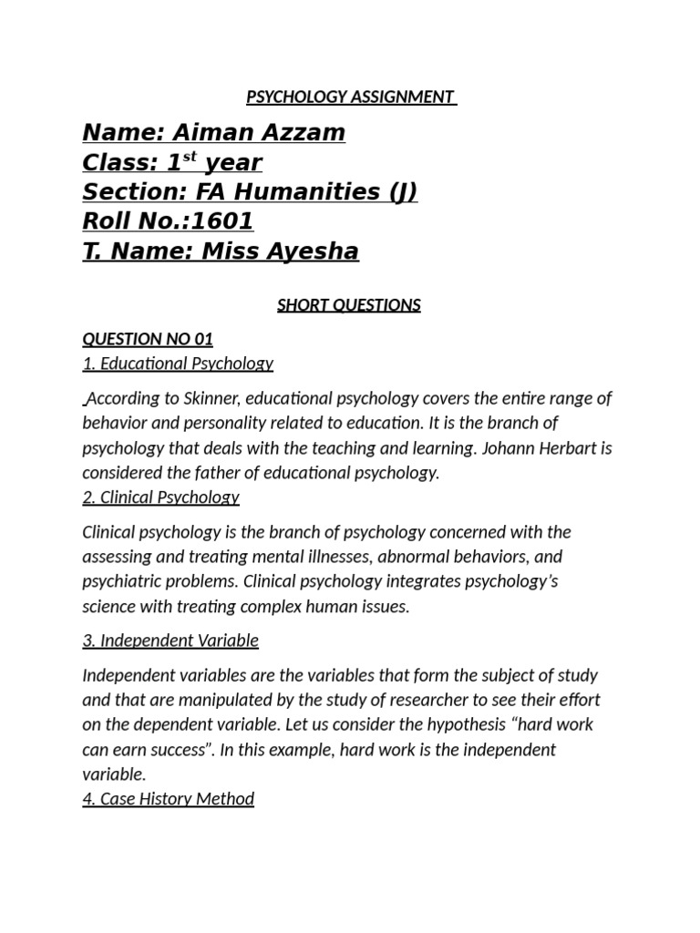 Psychology Assignment 6 | PDF | Ear | Emotions