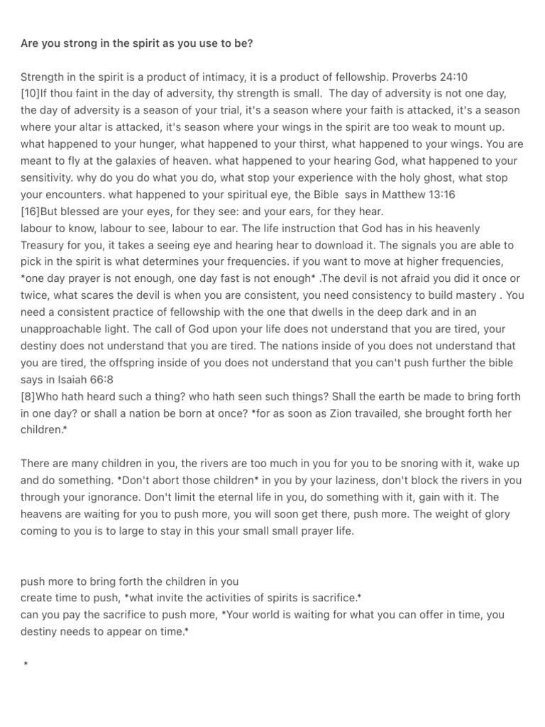 Are You Strong in The Spirit As You Use To Be? | PDF | Religious Belief ...