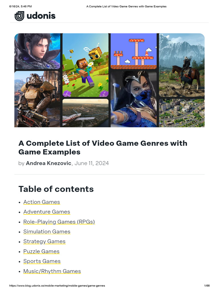 A Complete List of Video Game Genres With Game Examples | PDF | Mixed ...
