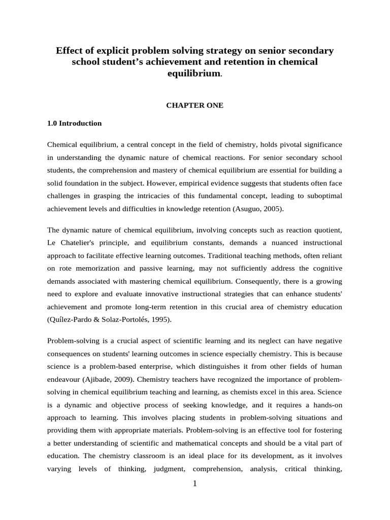 Effect of Explicit Problem Solving Strategy On Senior Secondary School Student | PDF | Learning ...