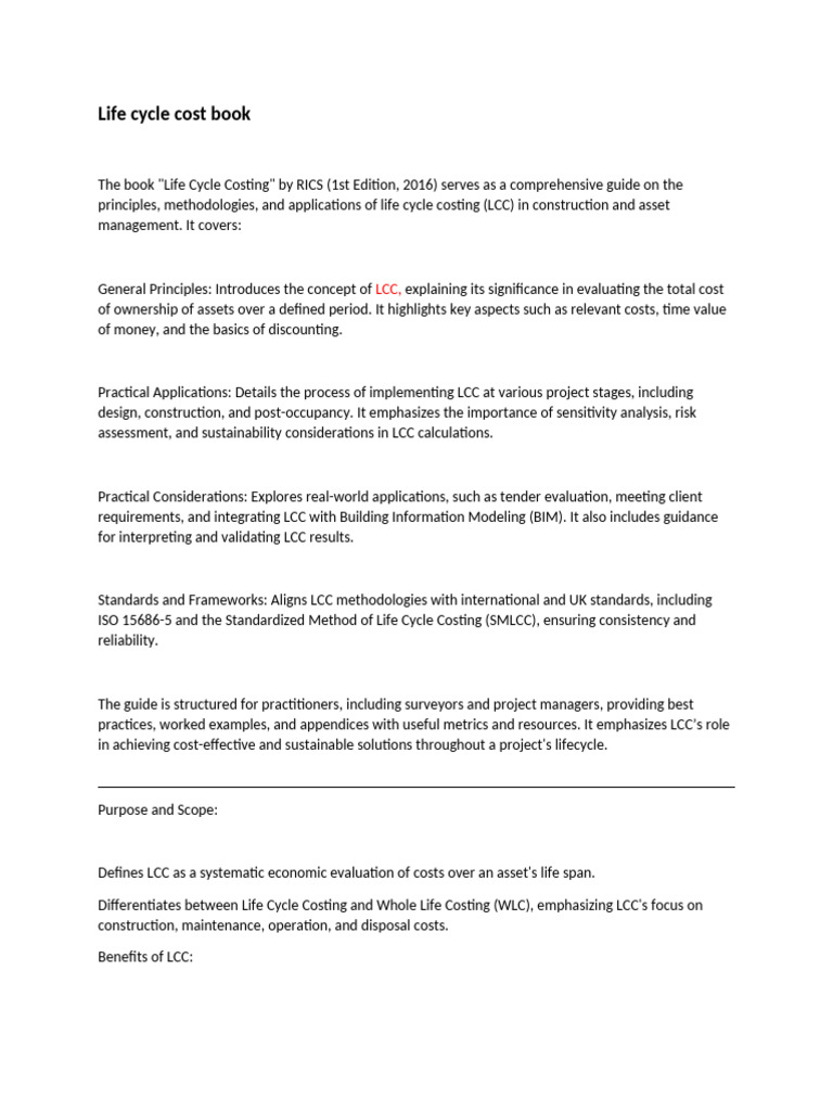 RICS Life Cycle Costing Guide 2016 | PDF | Life Cycle Assessment | Cost ...