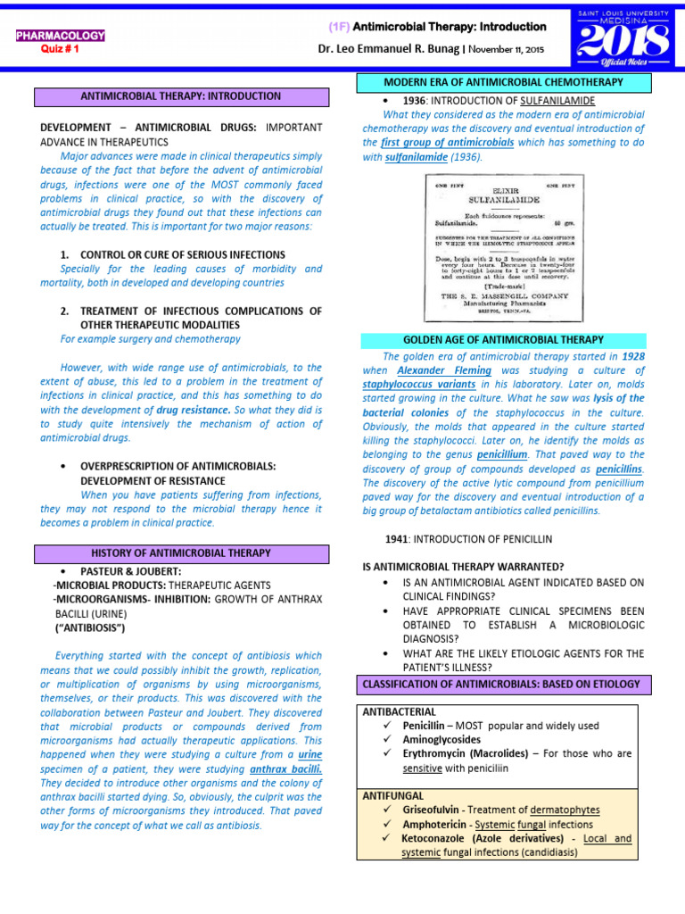 (1F) Antimicrobial Therapy- Introduction | PDF | Antimicrobial | Penicillin