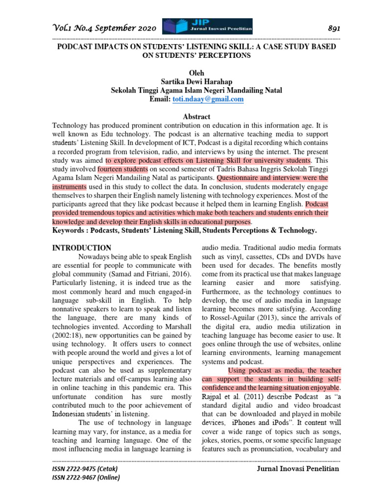 Harahap,2020 | PDF | Podcast | Learning