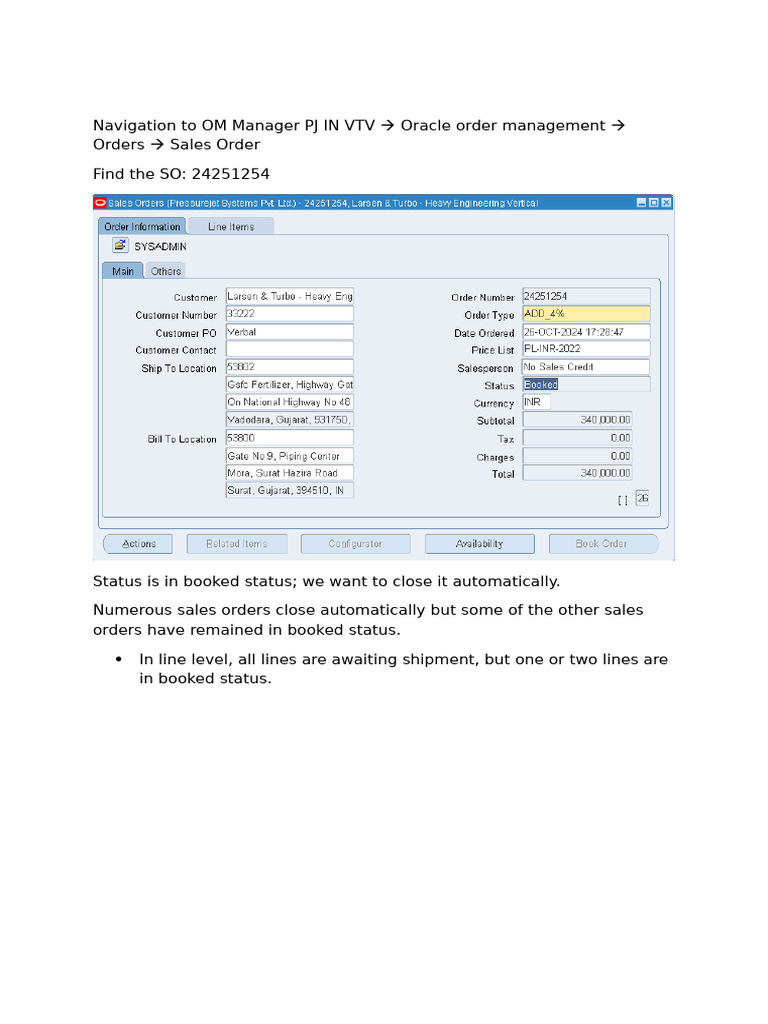 Resolving Sales Order Closure Issues | PDF