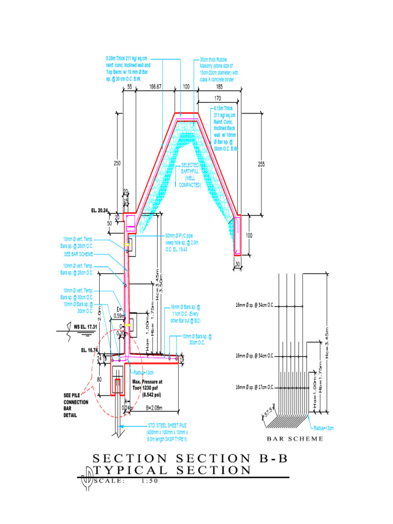 Retaining Wall Combination Inclined Wall Detail 1 | PDF | Architectural ...