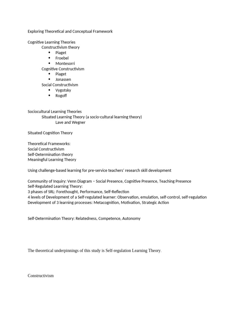 Exploring Theoretical and Conceptual Framework | PDF | Constructivism ...